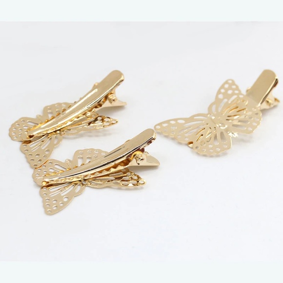 Star Posh | Accessories | 2 Gold Butterfly Hair Clip | Poshmark